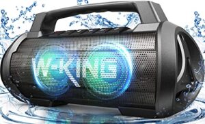 w-king portable loud bluetooth speakers with subwoofer, 70w waterproof party outdoor speakers bluetooth wireless, deep bass/hi-fi/dynamic light/mic port/42h play/eq/dsp/power bank/tf/aux/large speaker