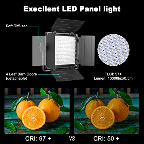 GVM 3 Pack LED Video Lighting Kits with APP Control, Bi-Color Variable 2300K~6800K with Digital Display Brightness of 10~100% for Video Photography, CRI97+ TLCI97 Led Video Light Panel +Barndoor