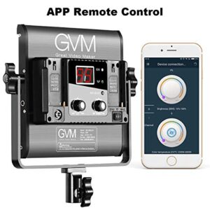 GVM 3 Pack LED Video Lighting Kits with APP Control, Bi-Color Variable 2300K~6800K with Digital Display Brightness of 10~100% for Video Photography, CRI97+ TLCI97 Led Video Light Panel +Barndoor