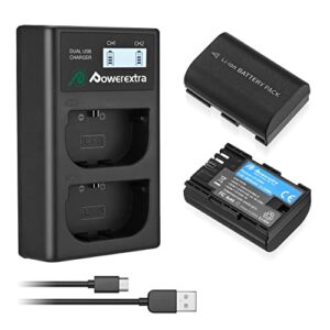 powerextra lp-e6nh high capacity batteries 2950mah and usb charger compatible with canon lp e6 r5 r6 90d 60d 70d 80d 5d iv 6d, 6d ii 7d