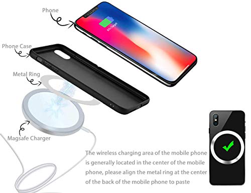 WYNK Magnetic Wireless Charger Metal Rings with 3M Sticker 4 PCS Compatible for Magsafe Charger,Compatible with iPhone 12/13 Mini/Pro/Pro Max and Samsung Galaxy(2 Black + 2 Silver)