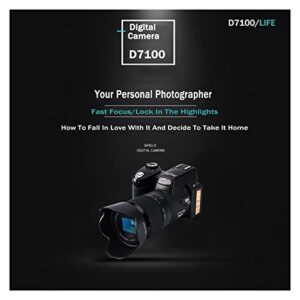 Camera 24X Optical Zoom HD Digital Camera D7100 33Million Pixel Auto Focus Professional DSLR Video Camera Three Lens Outdoor Digital Camera (Size : with 8G SD Card, Color : D7100 US)