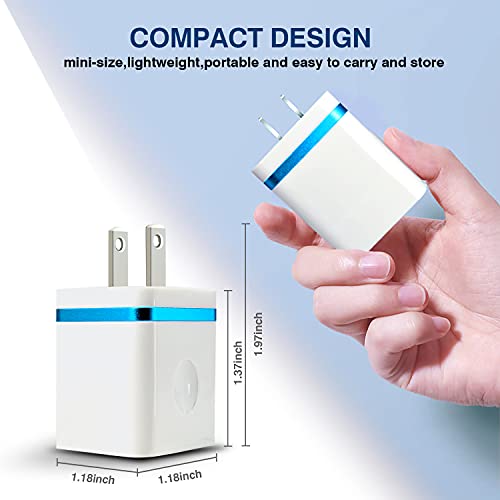 USB Wall Charger, CUGUNU 3-Pack 2.1A/5V Dual Port USB Plug Power Adapter Charging Block Cube Compatible with iPhone 14/13/12/11 /Pro Max/X/8/7/6 Plus, Samsung, Moto, Kindle, Android Phone - Blue