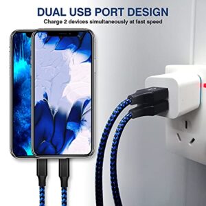 USB Wall Charger, CUGUNU 3-Pack 2.1A/5V Dual Port USB Plug Power Adapter Charging Block Cube Compatible with iPhone 14/13/12/11 /Pro Max/X/8/7/6 Plus, Samsung, Moto, Kindle, Android Phone - Blue