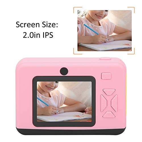 Okuyonic Children Camera, 20MP HD Children Video Camera Anti‑Drop Cute Look IPS Screen for Home(Pink)