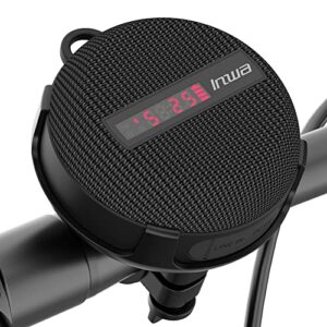 inwa portable bluetooth speaker, bike speaker with speed display, wireless speaker with 480 mins super long of playtime. decent sound, compact size and loudness for riding, hiking, showering, golfing