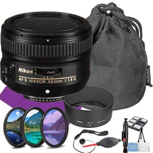 nikon af-s nikkor 50mm f/1.8g lens + acessory bundle and cleaning kit