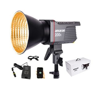 aputure amaran 200x bi-color 2700-6500k led video light, cri 95+ tlci 96+, 200w dc/ac power supply, app control continuous studio led light for portrait,studio,interview and filming