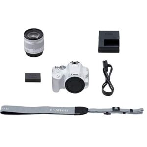 Canon EOS 250D (Rebel SL3) White DSLR Camera Bundle with Canon EF-S 18-55mm STM Lens + 32GB Sandisk Memory + Camera Case + Digital Flash + Accessory Bundle