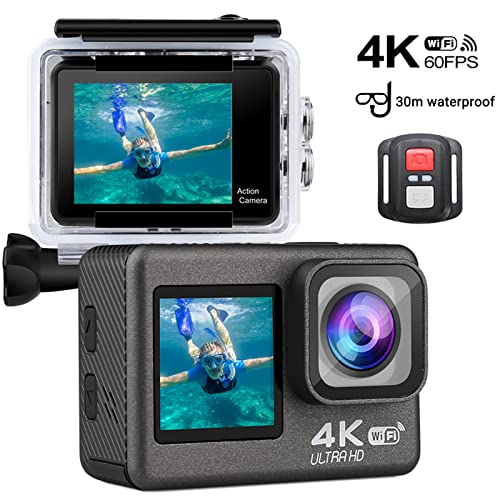 Idoravan 4K Digital Camera for Photography, 2.0 LCD Screen, HD Resolution, 24 MP Vlogging Camera Wide-Angle Lens, Macro Lens,128 GB Card for Traveling Diving with Rechargeable Batteries