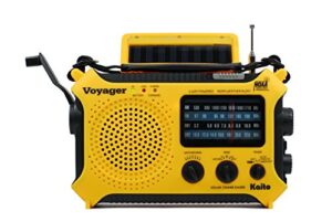 kaito ka500 5-way powered solar power,dynamo crank, wind up emergency am/fm/sw/noaa weather alert radio with flashlight,reading lamp and cellphone charger, yellow