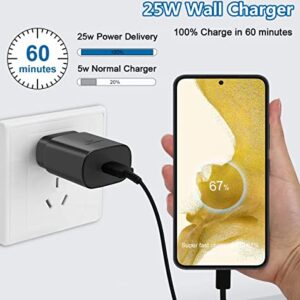 Super Fast Charger Type C 2 Pack 25W USB C Wall Charger for Samsung Galaxy S22 / S22 Ultra / S22+ / S21 / S21 Ultra / S21+ / S20 / S20 Ultra/Note 20 Ultra/Note 10 Plus/Z Fold 3