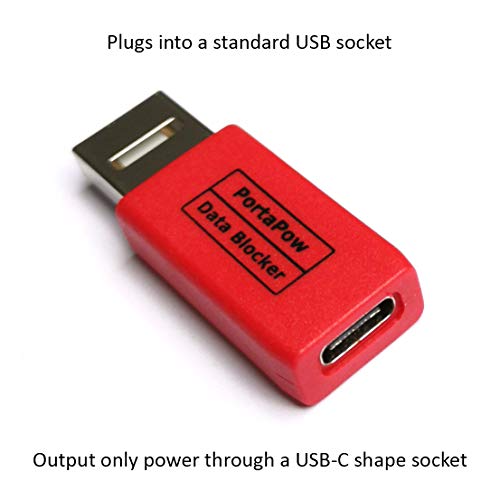 PortaPow USB-A to USB-C Data Blocker