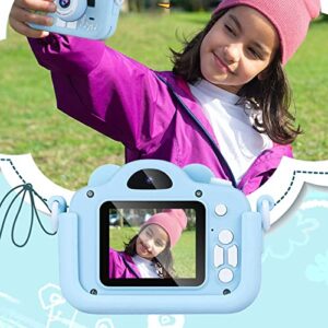 Qionia Mini Digital Children Camera, Comfortable 2MP Kids Cartoon Camera Toy High Definition 2 Inch Screen Multifunctional for Gifts(Sky Blue)