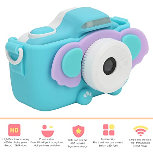 Shanrya Kids Photo Video Camera, 1080p Digital Children Camera 1000mAh Rechargeable Anti Fall for Gifts