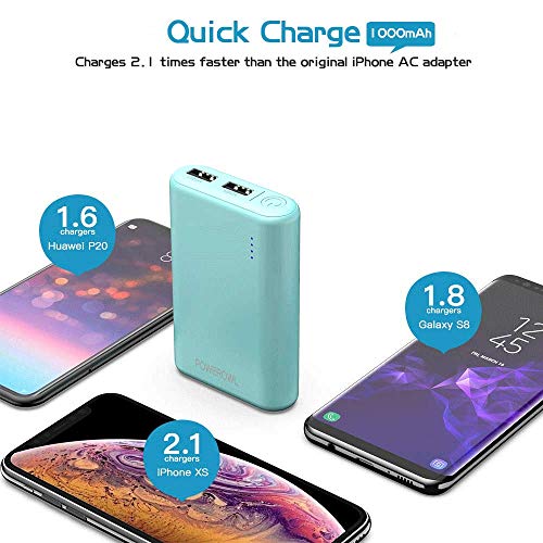 POWEROWL (Pocket-Size) Portable Charger Quick Charge (10000mAh, Dual High-Speed Output, Universal) Lightest Travel Power Bank, External Battery Pack for Smartphone…