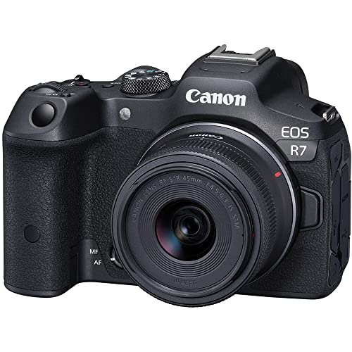 Canon EOS R7 Mirrorless Camera (5137C002) + 4K Monitor + Rode VideoMic + Sony 64GB Tough SD Card + Bag + Charger + 3 x LPE6 Battery + Card Reader + LED Light + Corel Photo Software + More (Renewed)