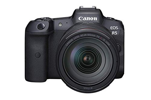 Canon EOS R5 Full Frame Mirrorless Camera + RF 24-105mm F4 L is USM Lens Kit, Black (4147C013) (Renewed)