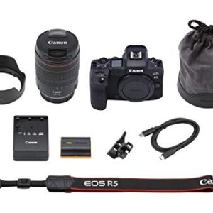 Canon EOS R5 Full Frame Mirrorless Camera + RF 24-105mm F4 L is USM Lens Kit, Black (4147C013) (Renewed)