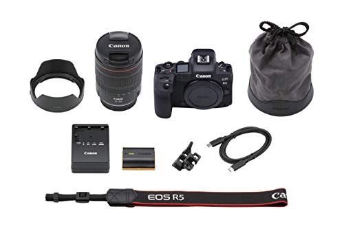 Canon EOS R5 Full Frame Mirrorless Camera + RF 24-105mm F4 L is USM Lens Kit, Black (4147C013) (Renewed)