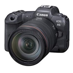 Canon EOS R5 Full Frame Mirrorless Camera + RF 24-105mm F4 L is USM Lens Kit, Black (4147C013) (Renewed)