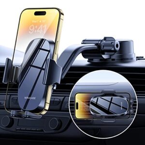 miracase phone mount for car, [strong suction] universal 3 in 1 car phone holder mount for dashboard windshield air vent compatible with iphone 14 13 12 11 pro max mini all mobile phones