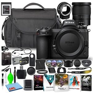 nikon z7 45.7mp mirrorless digital camera with 24-70mm lens (1594) deluxe bundle with sony 64gb xqd memory card + nikon ftz adapter + large camera bag + corel editing software + filter kit (renewed)