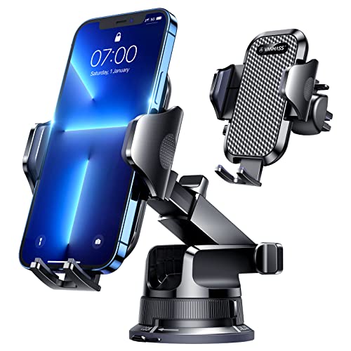 VANMASS [Pro Version Universal Car Phone Mount [Super Suction Cup] Dashboard Phone Holder Stand, Handsfree Windshield Dash Air Vent Phone Holder Car, Compatible with iPhone 13 12 Samsung LG & Truck