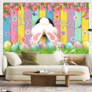 FARMNALL Easter Backdrop Bunny Egg Rabbit Photography Backdrop Easter Photo Decorations Photo Background Easter Grass Wall Decor