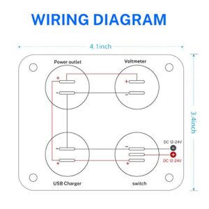 Kohree 12V Marine Car Charger Socket Panel, 4 in 1 Waterproof Boat Cell Phone Rocker Switch Panel with Dual QC3.0 USB Power Outlet Cigarette Lighter Socket for RV Marine Boat Camper Truck Automotive