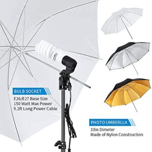 Kshioe Photography Lighting Kit, Umbrella Softbox Set Continuous Lighting with 6.5ftx9.8ft Background Stand Backdrop Support System for Photo Studio Product, Portrait and Video Shooting