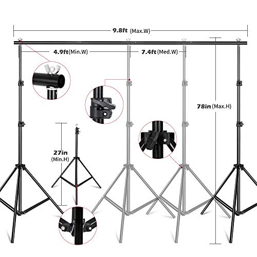 Kshioe Photography Lighting Kit, Umbrella Softbox Set Continuous Lighting with 6.5ftx9.8ft Background Stand Backdrop Support System for Photo Studio Product, Portrait and Video Shooting