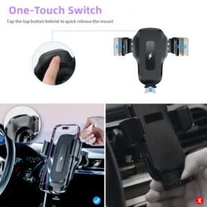 [2023 Upgraded] Wireless Car Charger, 15W Fast Charging Phone Mount for Car Vent, Auto-Clamping Car Phone Holder for iPhone 14/13/12/11/Xs/X/8 Samsung Galaxy S23/S22/S21/S20 & Note Series