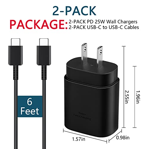 USB C Charger, 25W Samsung Super Fast Charger with Type C Charger Cable 6ft Type C Charger Fast Charging for Samsung Galaxy S23 Ultra/S23/S23+/S22/S22 Ultra/S22+/S21 Ultra/S20 Ultra/Note 20