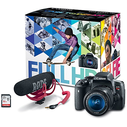 Canon EOS Rebel T6i Video Creator Kit with 18-55mm Lens, Rode VIDEOMIC GO and Sandisk 32GB SD Card Class 10 - Wi-Fi Enabled