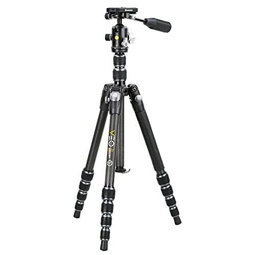 Vanguard VEO3T235CBP Carbon Fiber Travel Tripod with Ball Head, Removeable Pan Handle, and Quick Shoe with Built-in Smartphone Holder