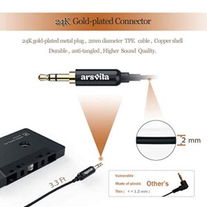 arsvita Car Audio Cassette to Aux Adapter , 3.5 MM Auxillary Cable Tape Adapter