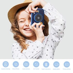 Digital Camera for Kids, 20MP 3.5" HD Screen Kids Camera, Starry Sky Pattern 1080P Video Cameras MP3 Player, Birthday for Kids 5-12(Blue)