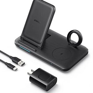 Anker Foldable 3-in-1 Wireless Charging Station with Adapter, 335 Wireless Charger, for iPhone 14 Series, AirPods Pro, Apple Watch Series 1-6 (Works with Original 1m/3.3ft USB-A Cable, Not Included)