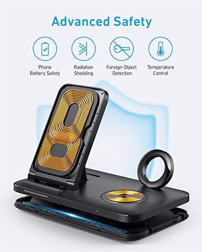 Anker Foldable 3-in-1 Wireless Charging Station with Adapter, 335 Wireless Charger, for iPhone 14 Series, AirPods Pro, Apple Watch Series 1-6 (Works with Original 1m/3.3ft USB-A Cable, Not Included)