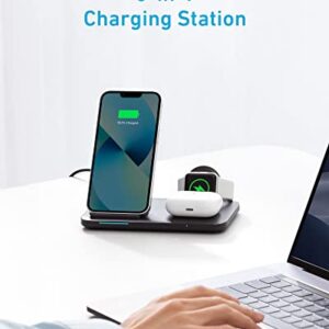 Anker Foldable 3-in-1 Wireless Charging Station with Adapter, 335 Wireless Charger, for iPhone 14 Series, AirPods Pro, Apple Watch Series 1-6 (Works with Original 1m/3.3ft USB-A Cable, Not Included)