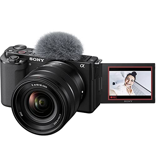 Sony ZV-E10 Mirrorless Alpha APS-C Vlog Camera Body and 10-18mm F4 OSS Wide-Angle Zoom Lens SEL1018 ILCZV-E10/B Black Bundle with Deco Gear Case + Extra Battery + Photo Video Accessories Kit