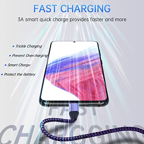 Android Auto USB C Cable Type C Charger USB Data Transfer Cable Fast Charging for Samsung Galaxy S23/A23/A14/A53/A03S/A13/A73/A52S/S22 Ultra/S21+/S21FE/S20/S10 Plus/S9/A10e/A51/A71/A33/A32, 3FT 2Pack