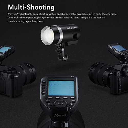 Godox XProII-N TTL Wireless Flash Trigger Compatible for Nikon Cameras, HSS 1/8000s 2.4G Wireless Flash Transmitter, TCM Transform Function,Bluetooth Connection,New Hotshoe Locking, Large LCD Display