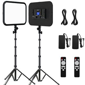 led video lighting kit 2 pack, 45w led video light panel studio photography light with 70.8″ tripod, bi-color 3200k–7500k, 8 scene lighting effects, for photography, live streaming, video conferencing