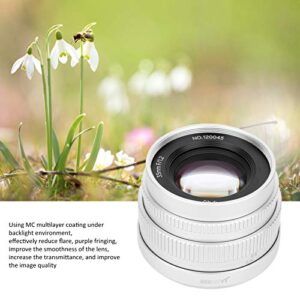 Camera Lens 35mm F1.2 Large Aperture Portrait Manual Lens for Canon M3/M5/M6/M6 II/M10/M100/M50 Large Aperture Lens(Silver)