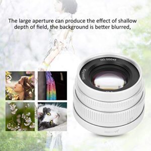 Camera Lens 35mm F1.2 Large Aperture Portrait Manual Lens for Canon M3/M5/M6/M6 II/M10/M100/M50 Large Aperture Lens(Silver)