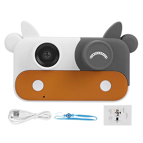 Cow Children Camera, Mini Cartoon Digital DV, Game Gift, 400mAh Large Capacity Battery,Small size and lightweight,specially designed for children, with USB charging cable,With lanyard(Brown)