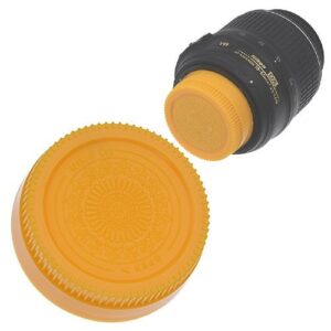 fotodiox designer (yellow) rear lens cap compatible with nikon f-mount lenses (non-ai, ai, ais, af, afd, afs, g, dx, fx)