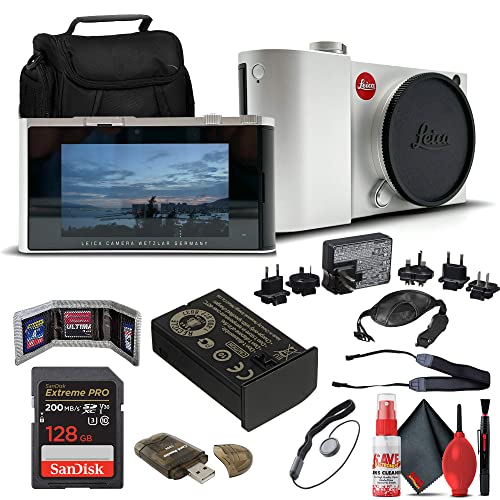 Leica TL2 Mirrorless Digital Camera Body - Silver (18188) with 128GB Extreme Pro SD Card + Padded Camera Bag + Memory Card Wallet & Reader + Neck Strap + Lens Cap Keeper + Cleaning Kit